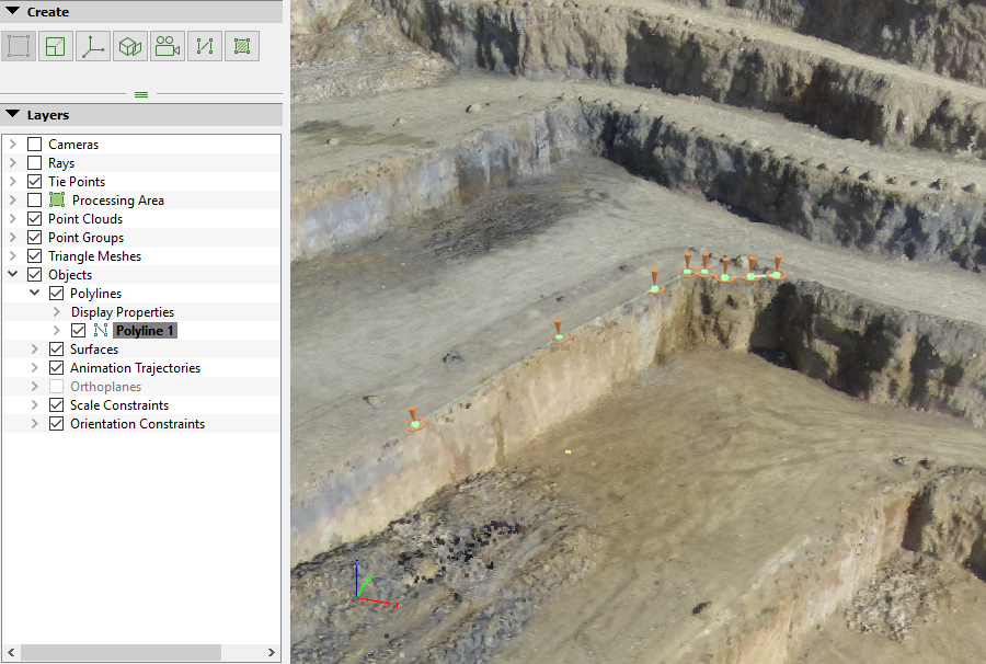 Menu View > rayCloud > Left sidebar > Layers > Objects - PIX4Dmapper